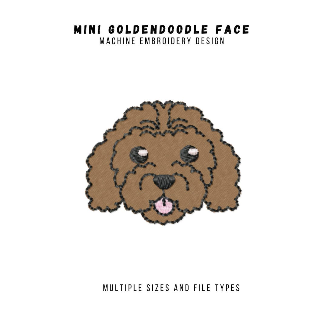 Mini Goldendoodle Dog Face Machine Embroidery Design, Fill Stitch, 1in ...