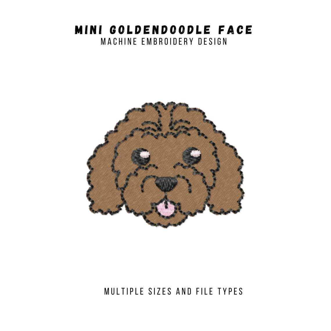 Mini Goldendoodle Dog Face Machine Embroidery Design, Fill Stitch, 1in ...