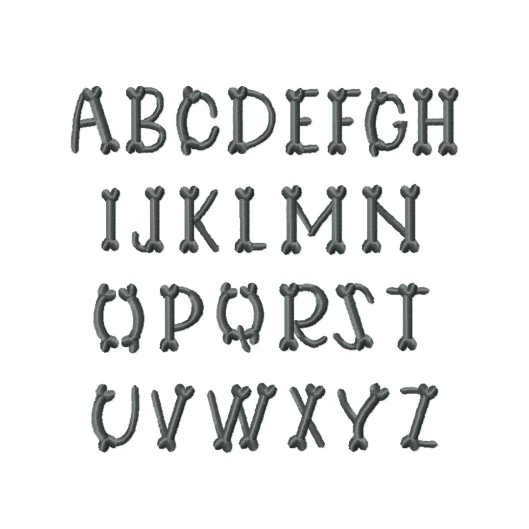 Bones Alphabet Machine Embroidery Font, 7 Sizes, Multiple Formats - Etsy