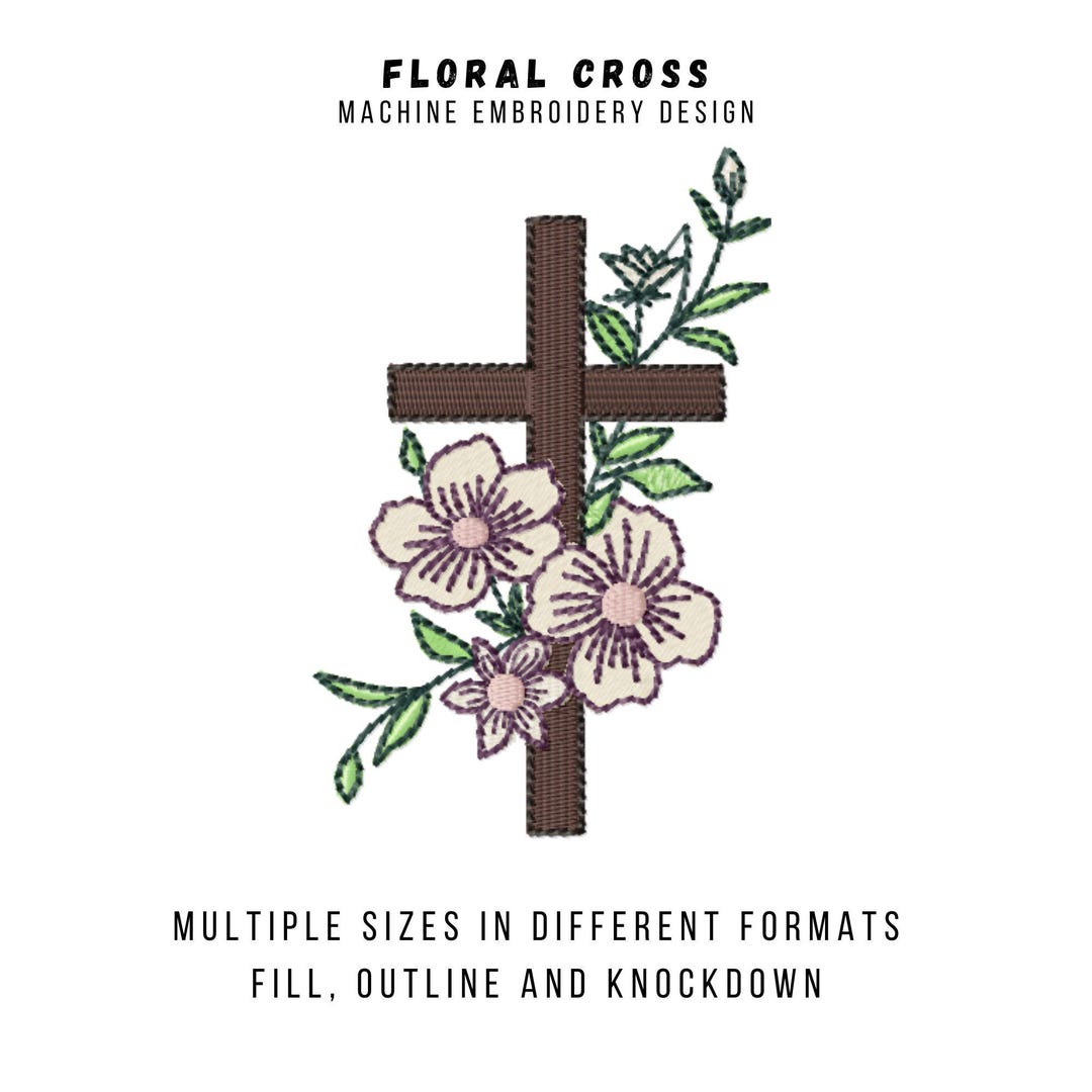 Floral Cross Machine Embroidery Designs, Religious Cross Embroidery ...