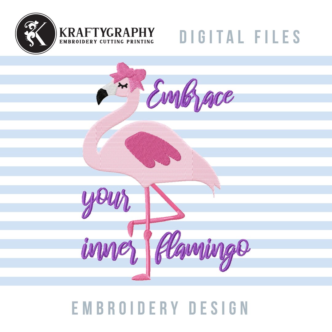 Cute Flamingo Machine Embroidery Pes Files, Pink Flamingo Embroidery ...