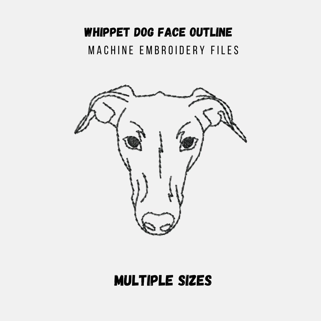 Whippet Dog Face Outline Machine Embroidery Design (digital Files) - Etsy