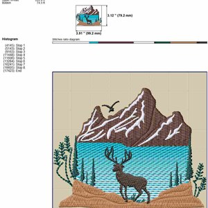Deer Lake and Mountain Scene Machine Embroidery Designs, 3 Sizes, Deer ...