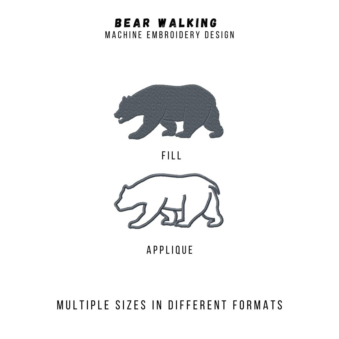 Simple Bear Silhoutte Machine Embroidery Design, Small Size Bear ...