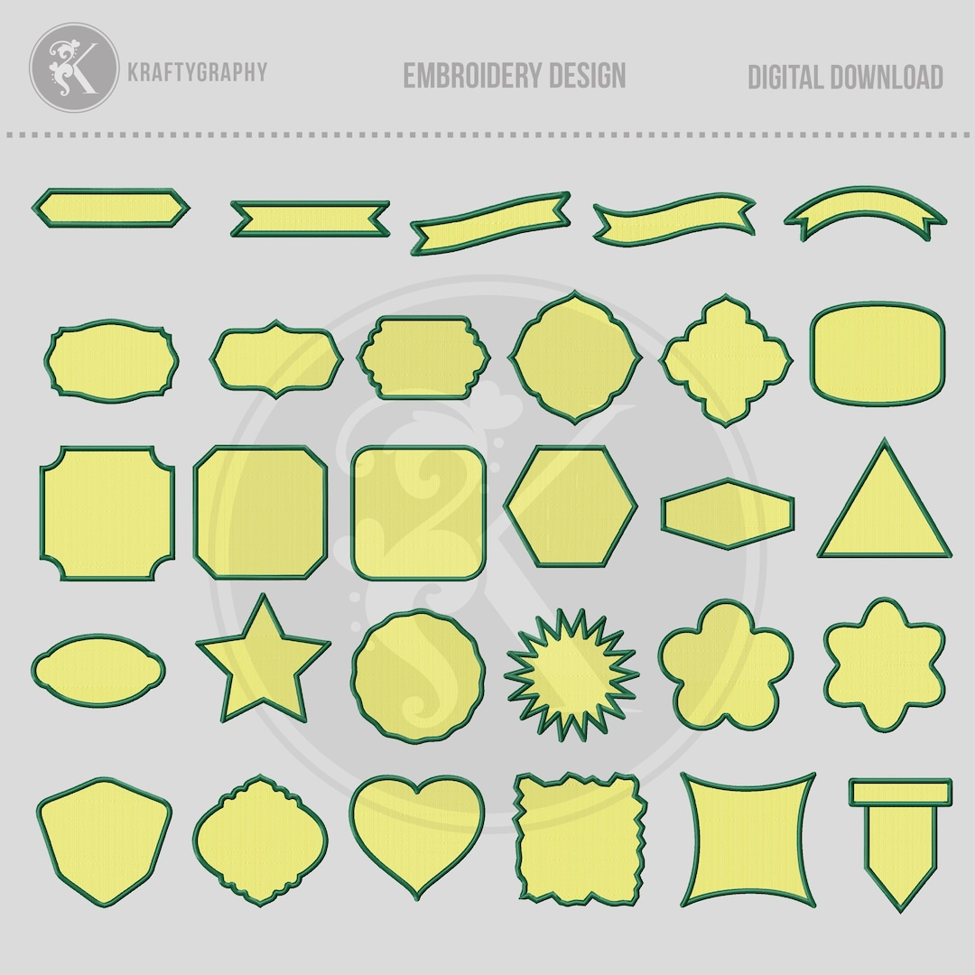 Patch Machine Embroidery Design Frames Bundle: Different Shapes ...
