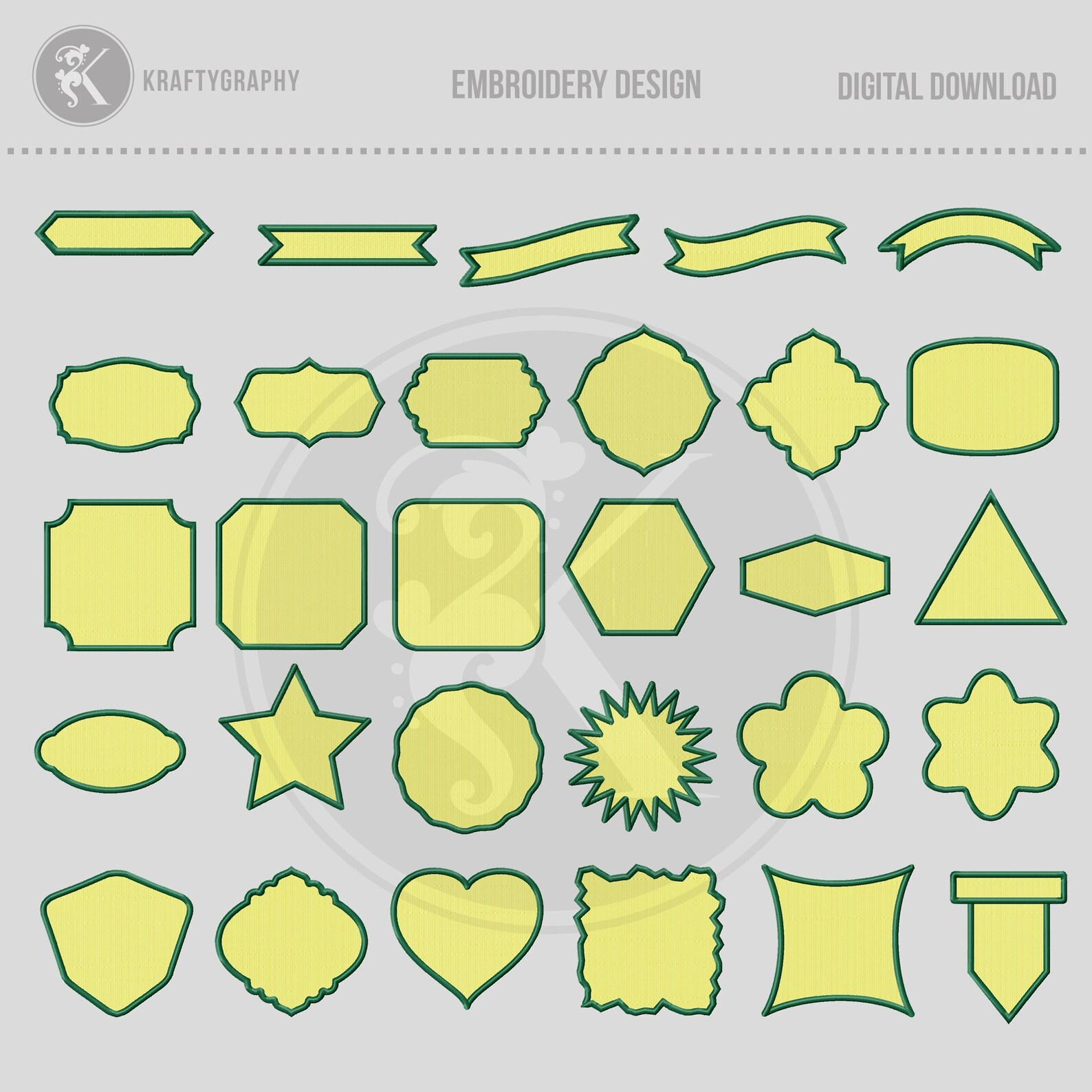 Patch Machine Embroidery Design Frames Bundle: Different Shapes ...
