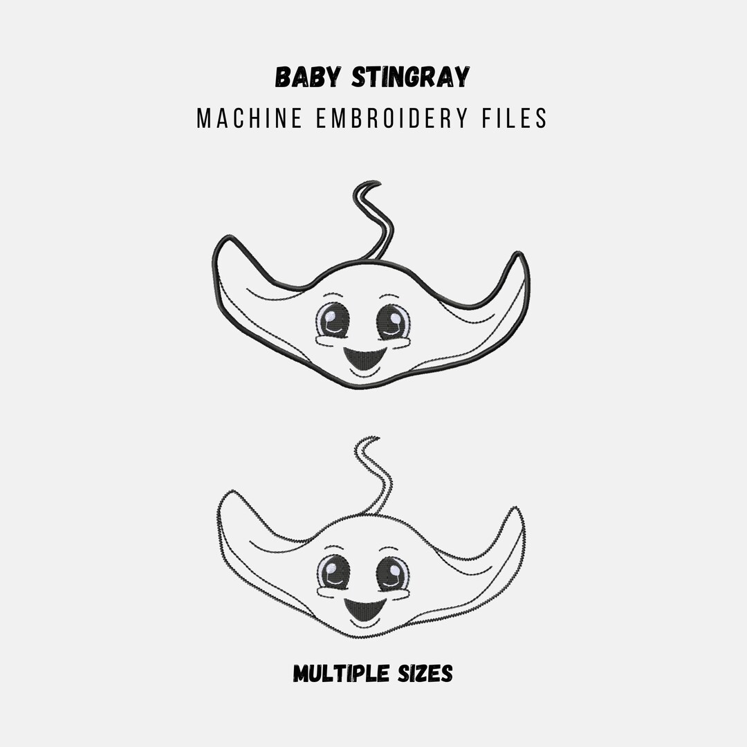 Cute Baby Stingray Cartoon Machine Embroidery Applique Design for Kids ...