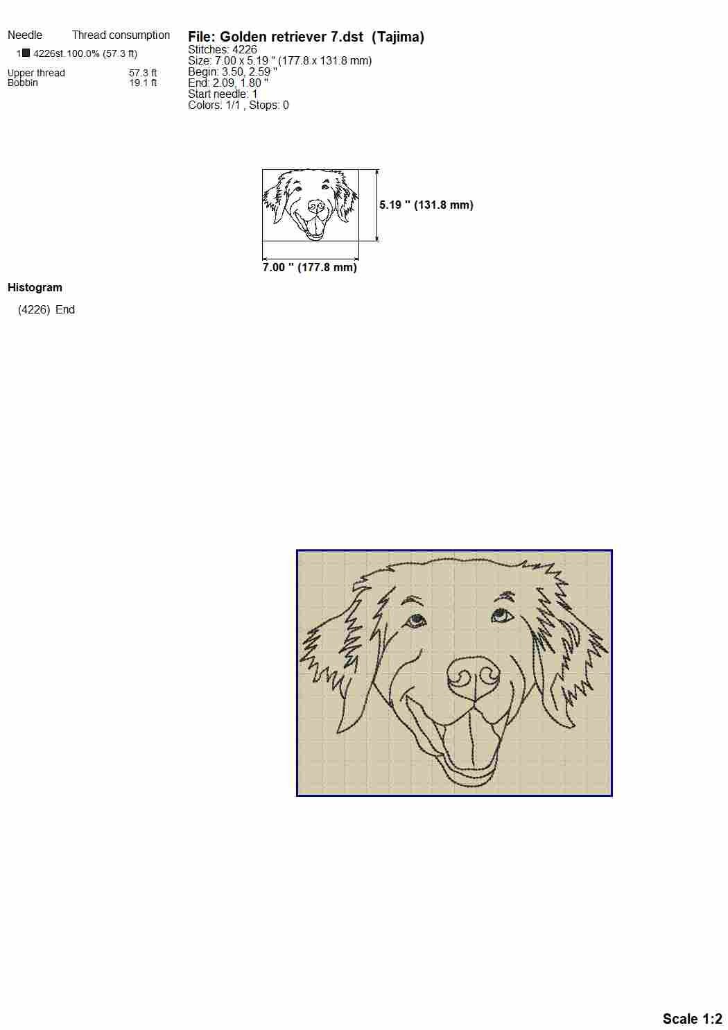 Golden Retriever Face Machine Embroidery Design: Dog Sketch Outline ...