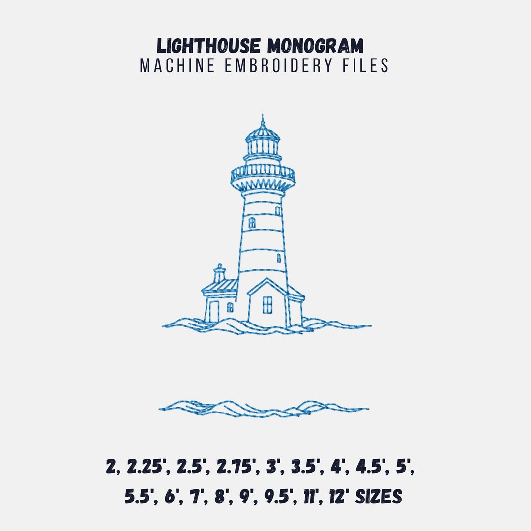 Lighthouse Split Monogram Machine Embroidery Design, Nautical ...