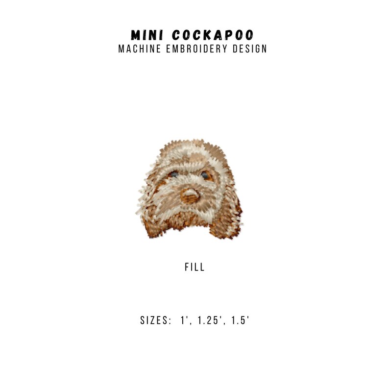Mini Cockapoo Dog Face Embroidery Design: 3 Sizes (machine Files) - Etsy
