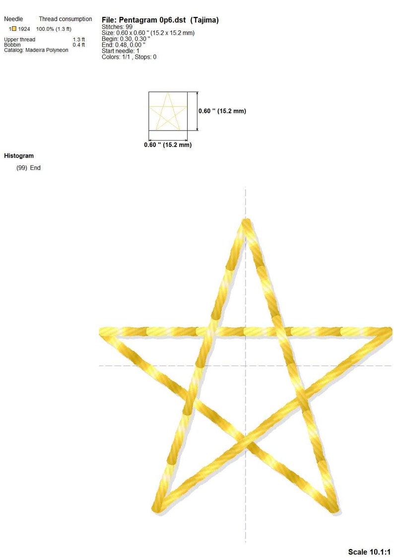 Pentagram Machine Embroidery Design: Pagan Star Applique (digital Files ...