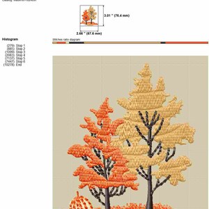 Fall Scene Machine Embroidery Design, Autumn Landscape With Trees and ...