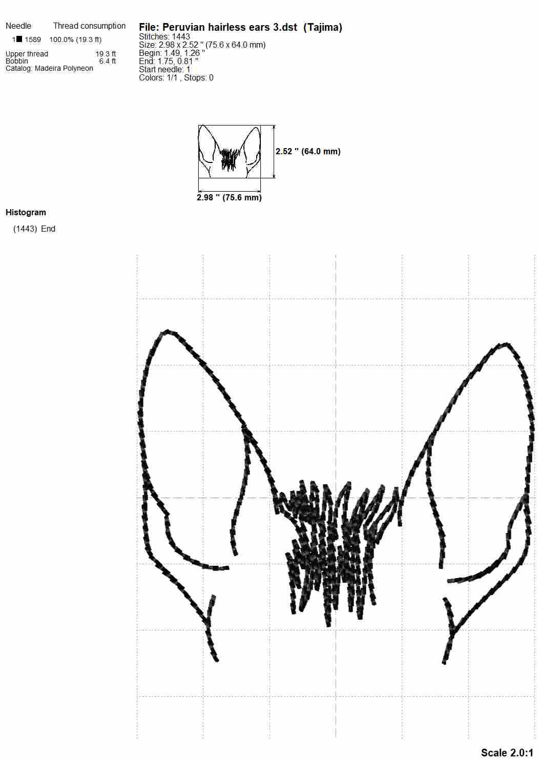 Peruvian Hairless Dog Machine Embroidery Design: Backstitch Outline ...