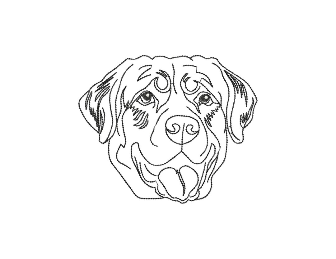 Rottweiler Dog Face Machine Embroidery Design: Backstitch Outline - Etsy