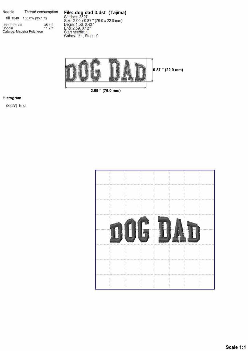 Dog Dad Machine Embroidery Design for Hats, Sweatshirts and Hoodies, 2 ...