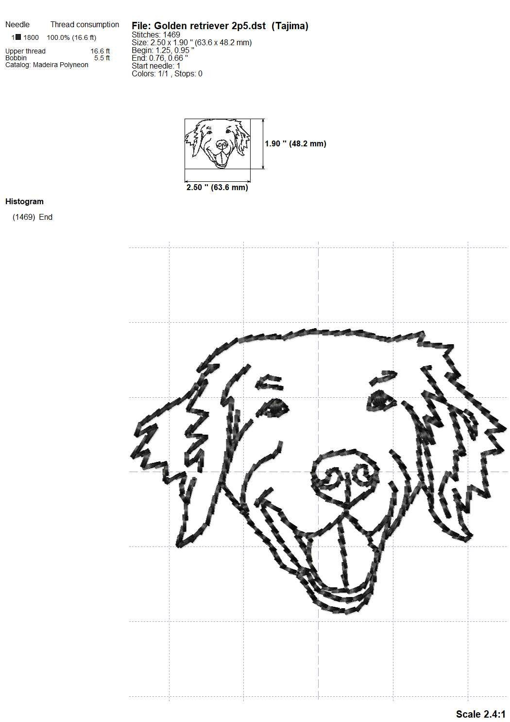 Golden Retriever Face Machine Embroidery Design: Dog Sketch Outline ...