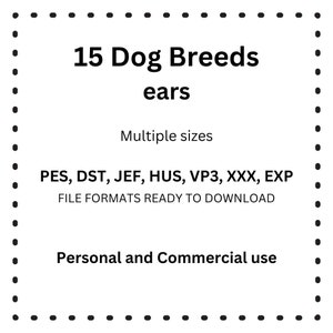 15 Dog Ears Machine Embroidery Designs Bundle, VOL 3, Dog Breeds ...