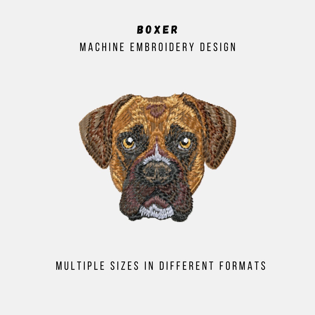 Boxer Dog Face Machine Embroidery Design, Fill Stitch and Applique ...