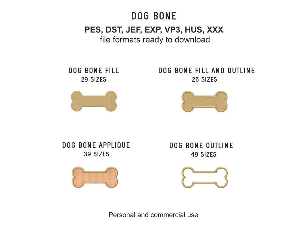 Dog Bone Machine Embroidery Designs, Basic Shape Patterns, Fill and ...