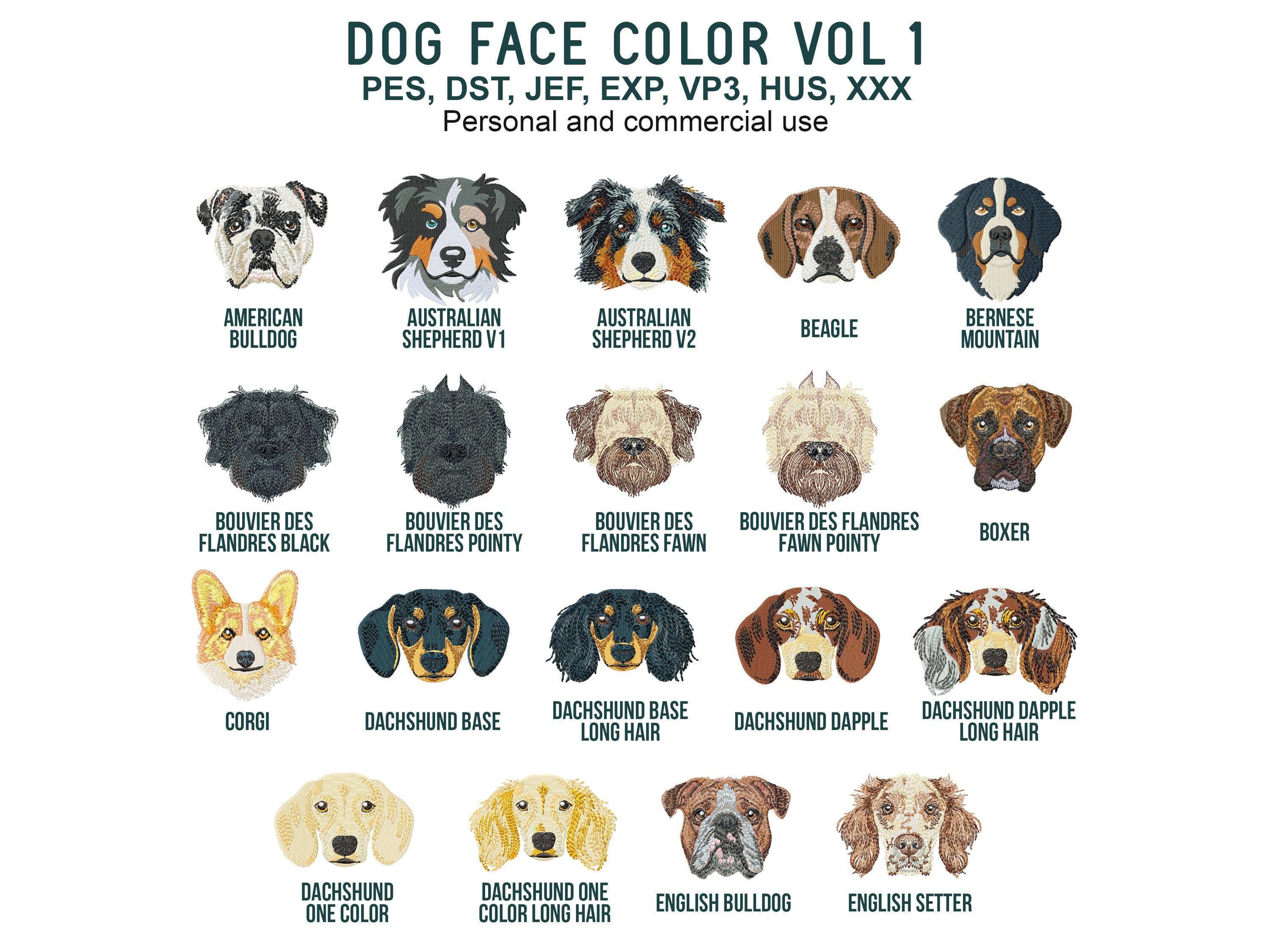 Colorful Dog Faces Machine Embroidery Design Bundle Vol. 1: Applique ...