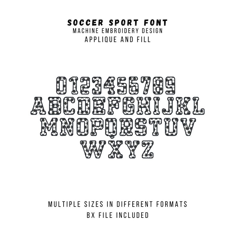 Soccer Embroidery Font: Fill & Applique Machine Embroidery Designs ...