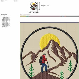 Hiking Mountain Scene Embroidery Design: Outdoor Adventure (machine ...