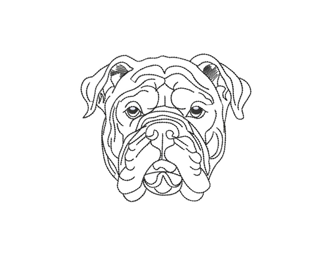 Bulldog Face Machine Embroidery Design, Dog Outline, 1.5"–8" Sizes - Etsy
