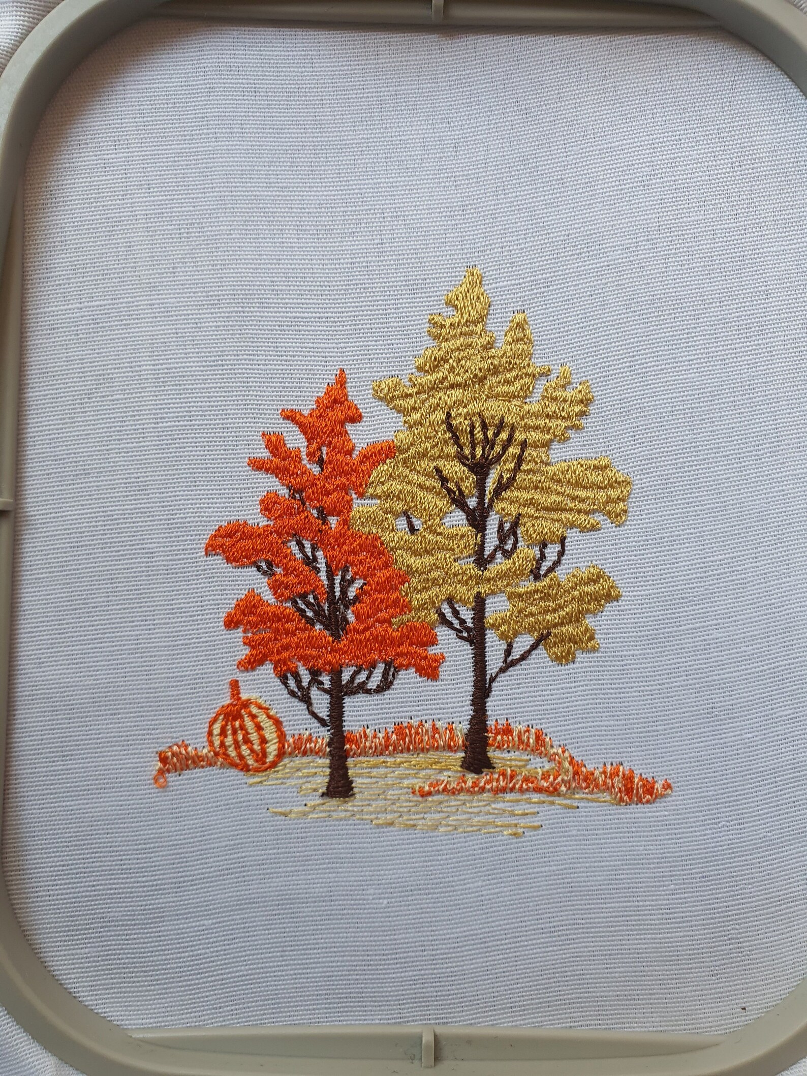 Fall Scene Machine Embroidery Design, Autumn Landscape With Trees and ...