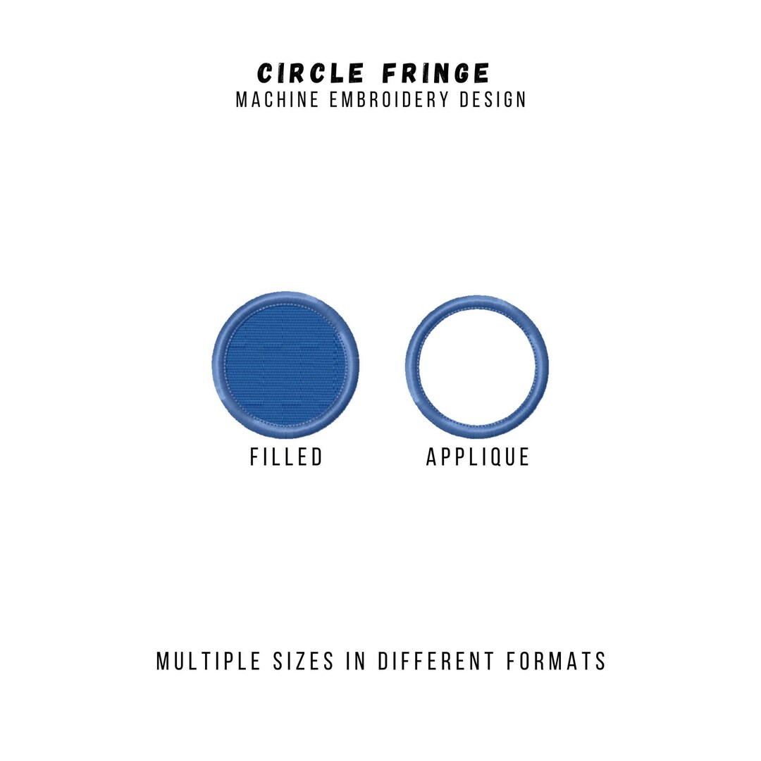 Circle Machine Embroidery Design With Fringe Margin, Round Filled ...
