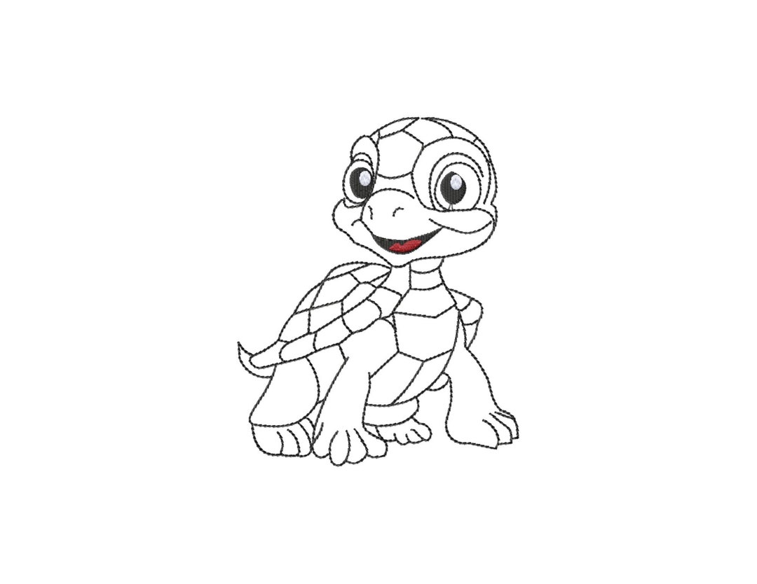 Cute Baby Turtle Cartoon Outline Machine Embroidery Design for Kids - Etsy