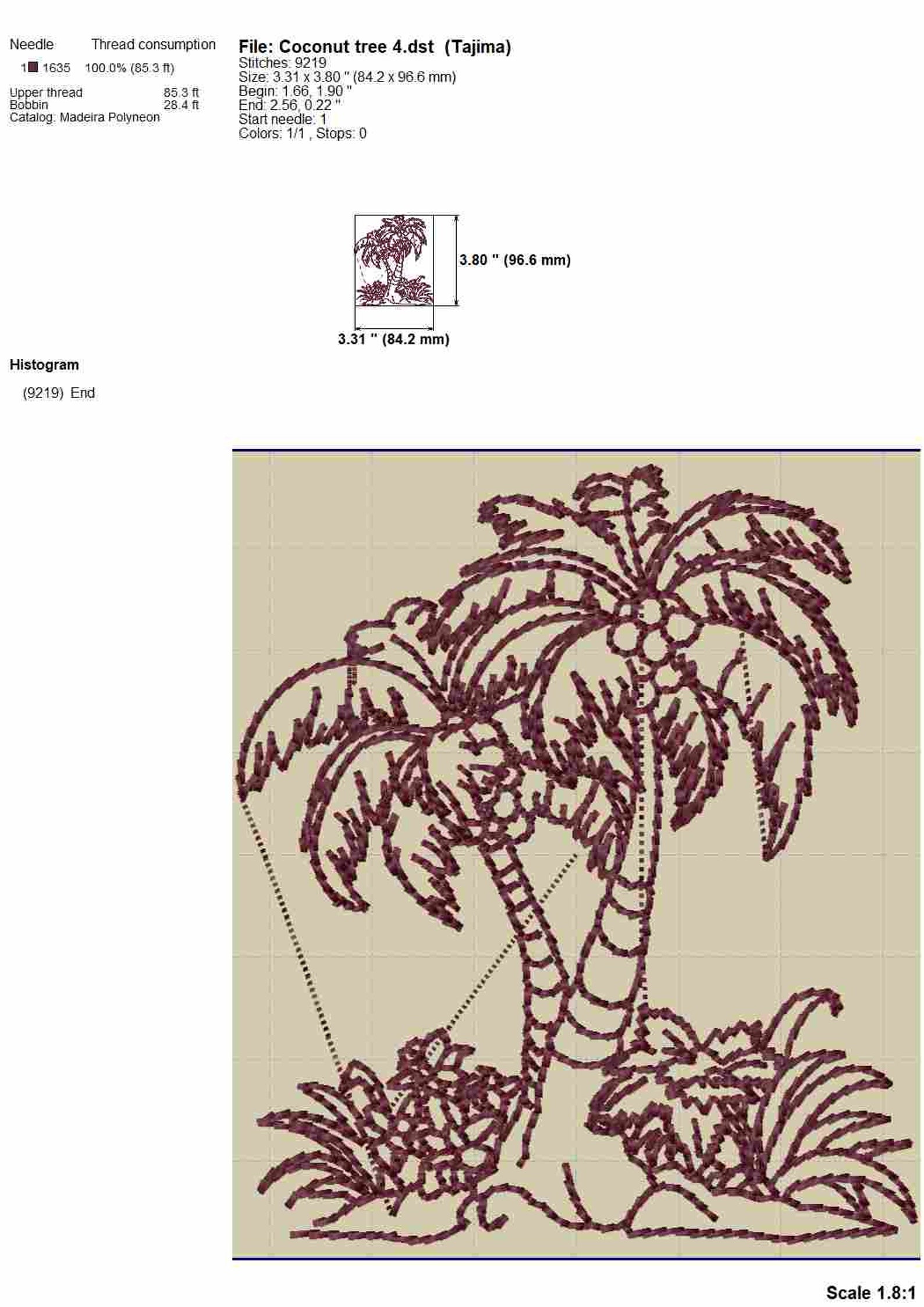 Coconut Tree Machine Embroidery Design: Tropical Scene Digital Files - Etsy