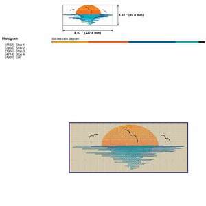 Sunset Machine Embroidery Design With Ocean, Light Density: 4in -12in ...