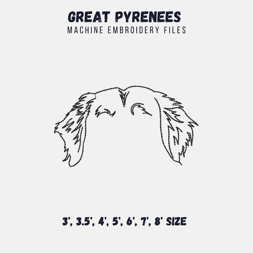 Great Pyrenees Dog Ears Machine Embroidery Designs, Outline Sketch ...