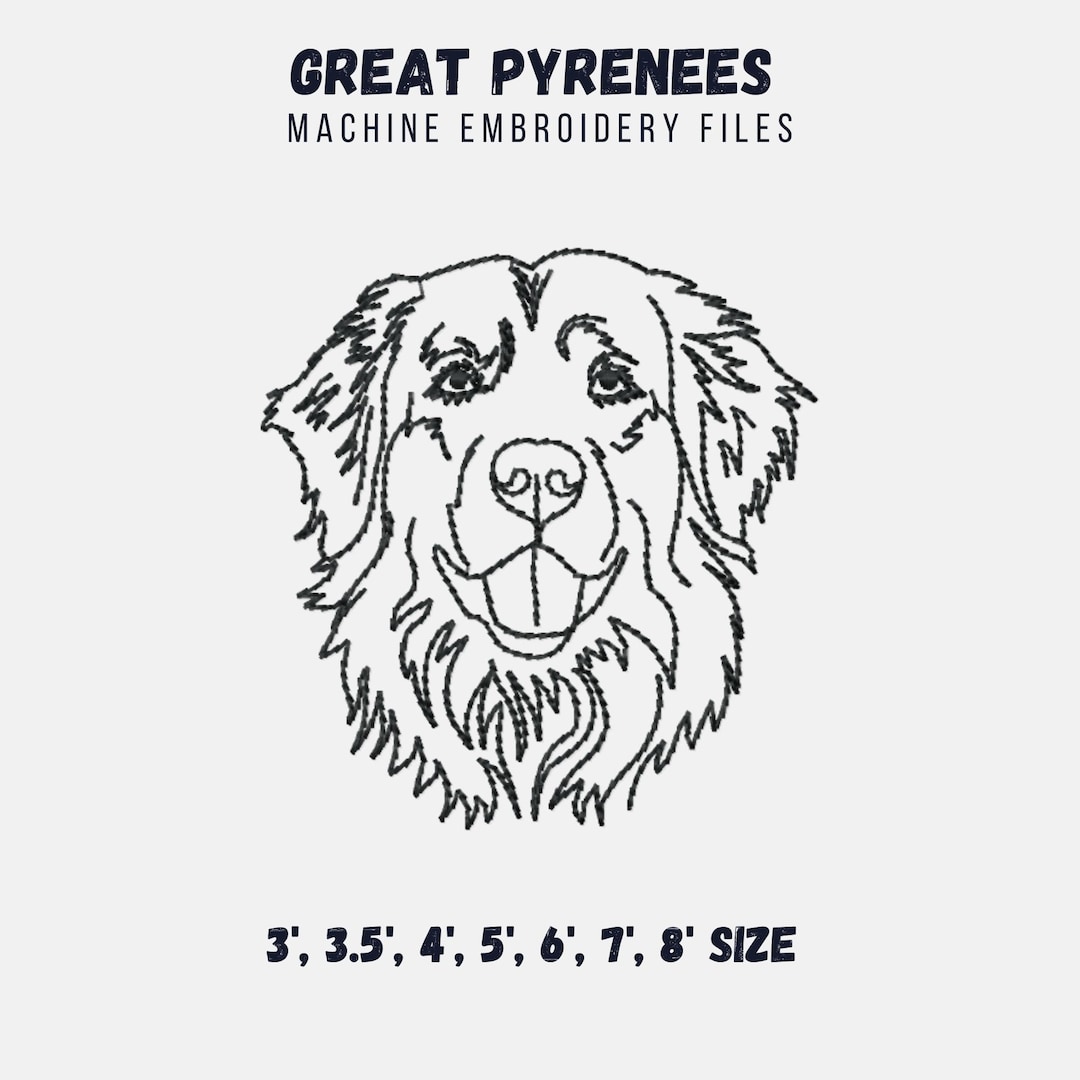 Great Pyrenees Dog Machine Embroidery Design Outline SKETCH, Embroidery ...
