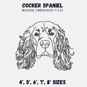 Cocker Spaniel Face Machine Embroidery Design: Dog Outline Sketch Files ...