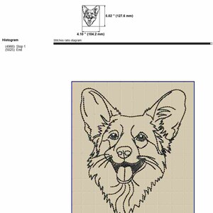 Corgi Dog Face Machine Embroidery Design, Outline Back Stitch Style ...