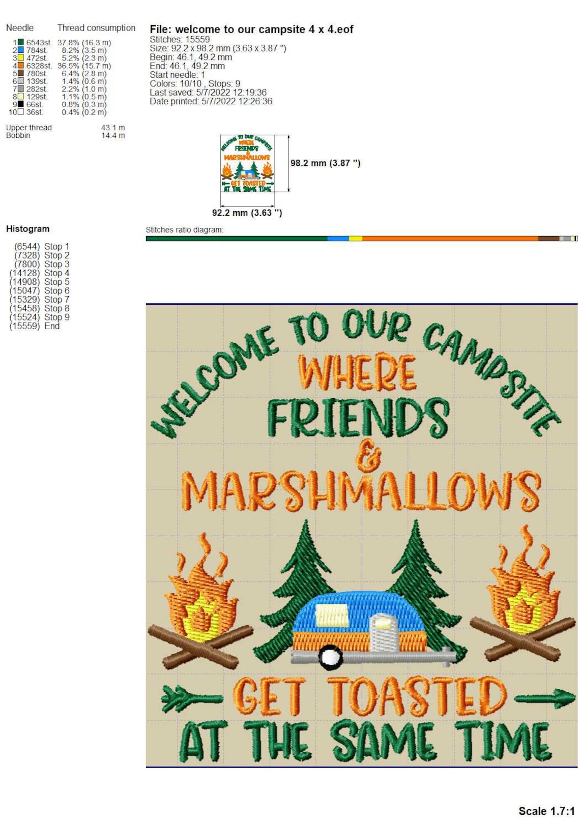Campsite Embroidery Design: Mountain Camping Scene and Saying Pattern ...