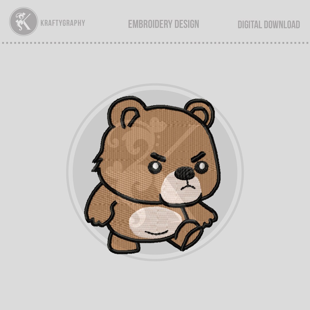 Funny Cute Bear Machine Embroidery Designs, Angry Bear Embroidery ...