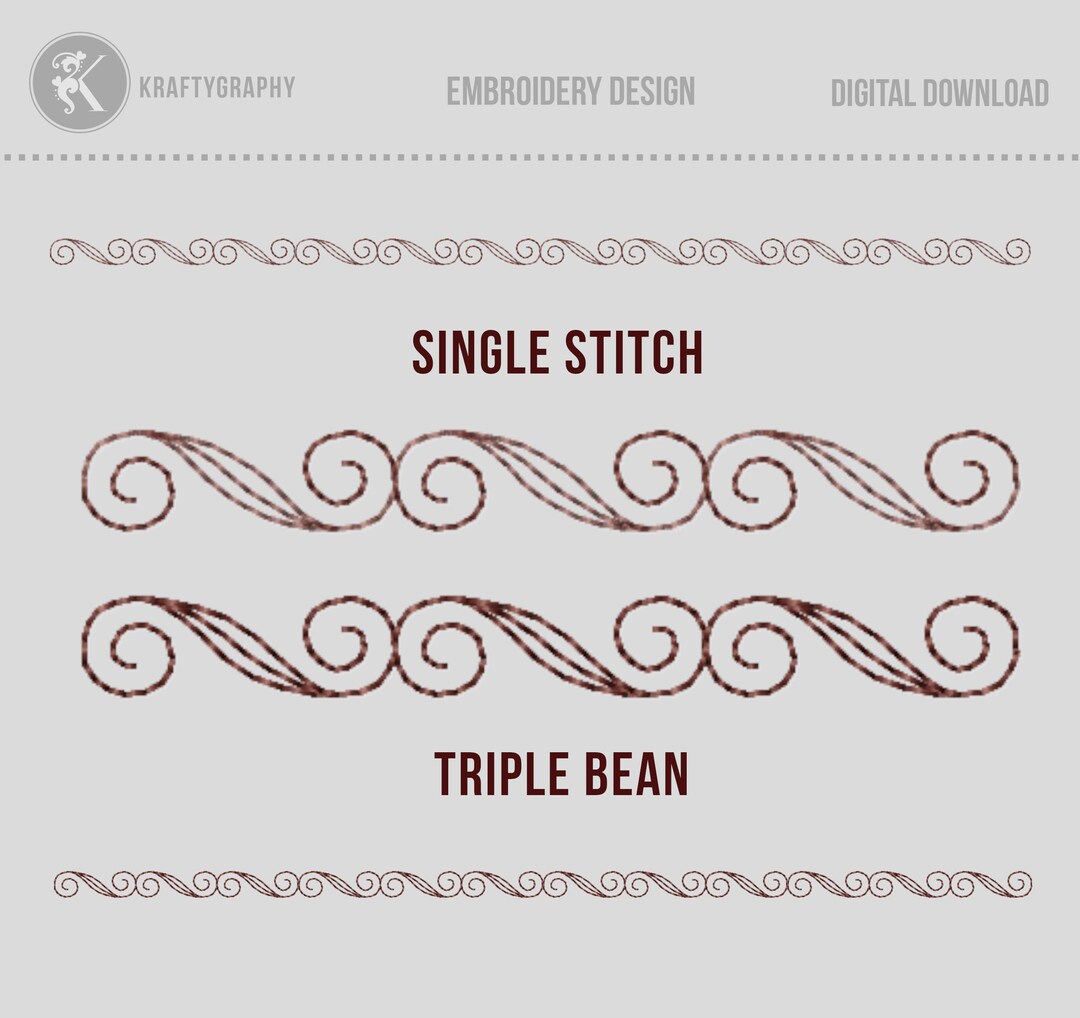 Continuous Swirl Border Machine Embroidery Designs, Bean and Single Run ...
