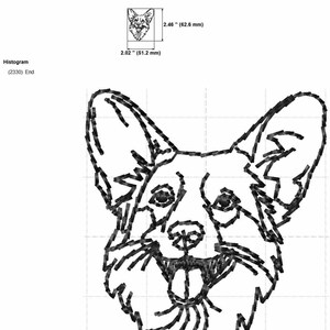 Corgi Dog Face Machine Embroidery Design, Outline Back Stitch Style ...