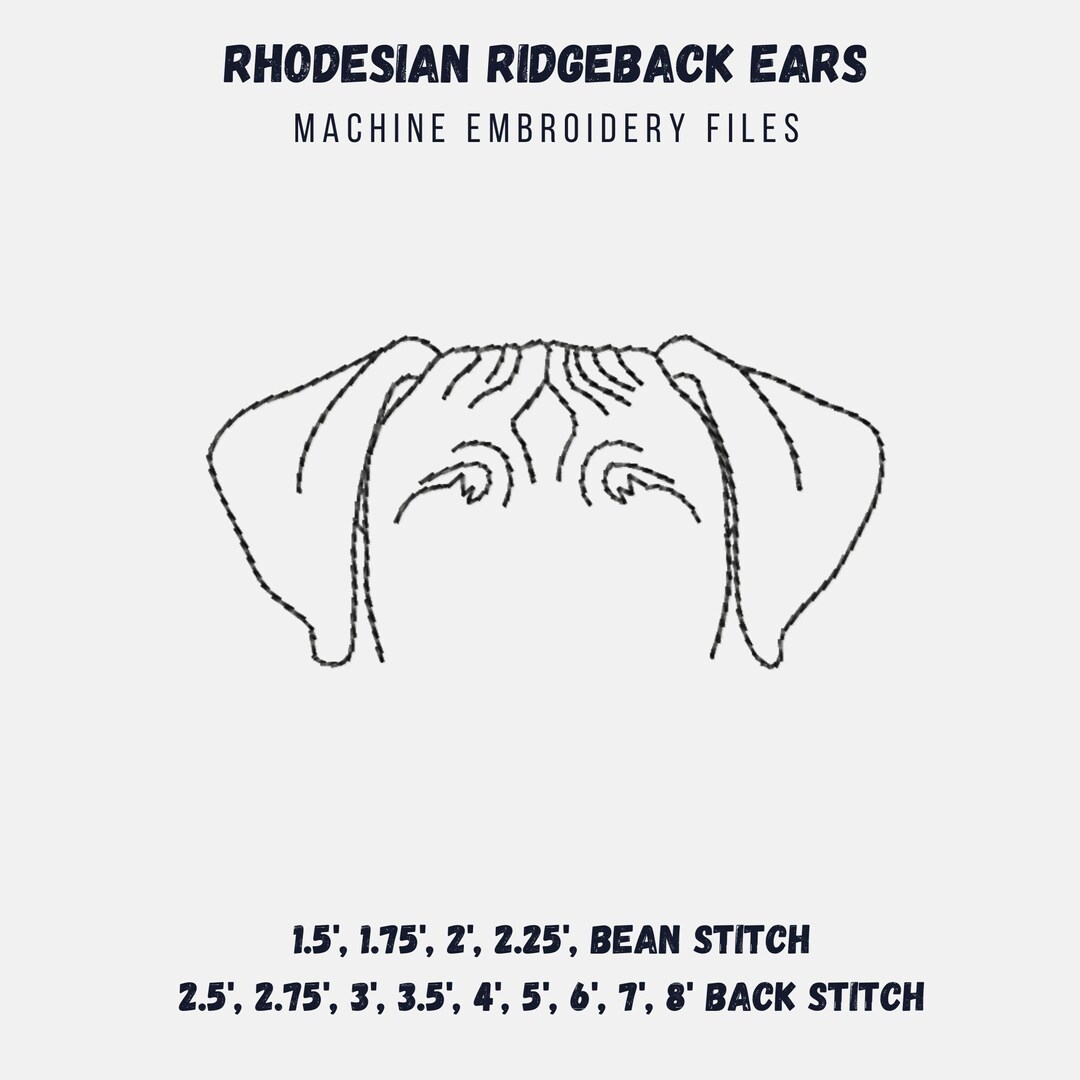 Rhodesian Ridgeback Dog Ears Outline Machine Embroidery Design, Dog ...