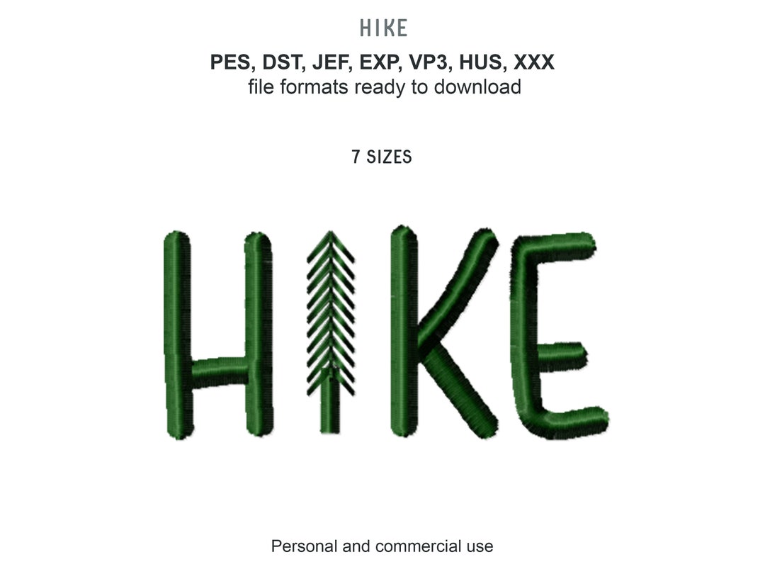 Hike Word Art Machine Embroidery Designs, Pine Tree Embroidery Patterns ...