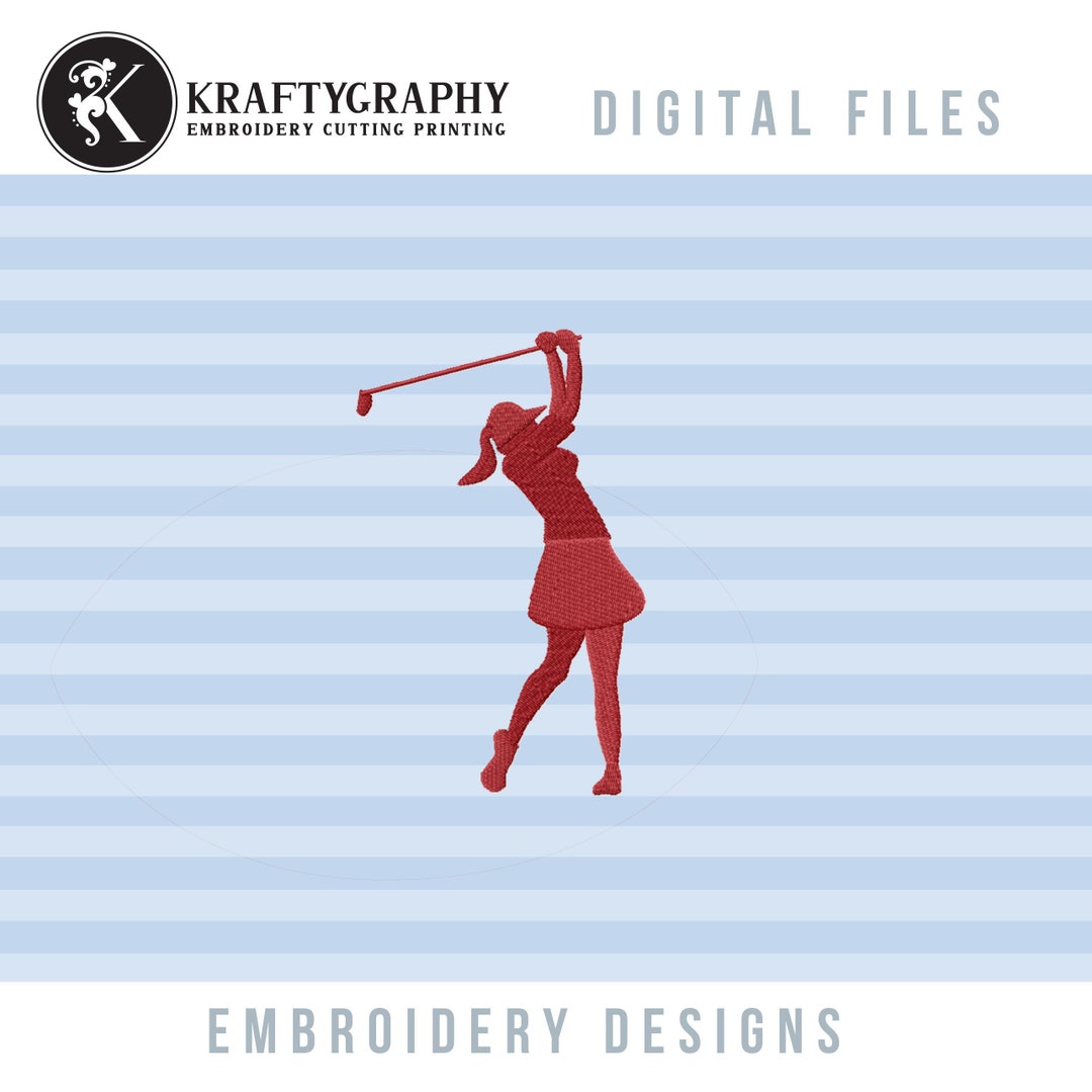 Golf Woman Machine Embroidery Designs, Golfer Embroidery Patterns, Pes ...