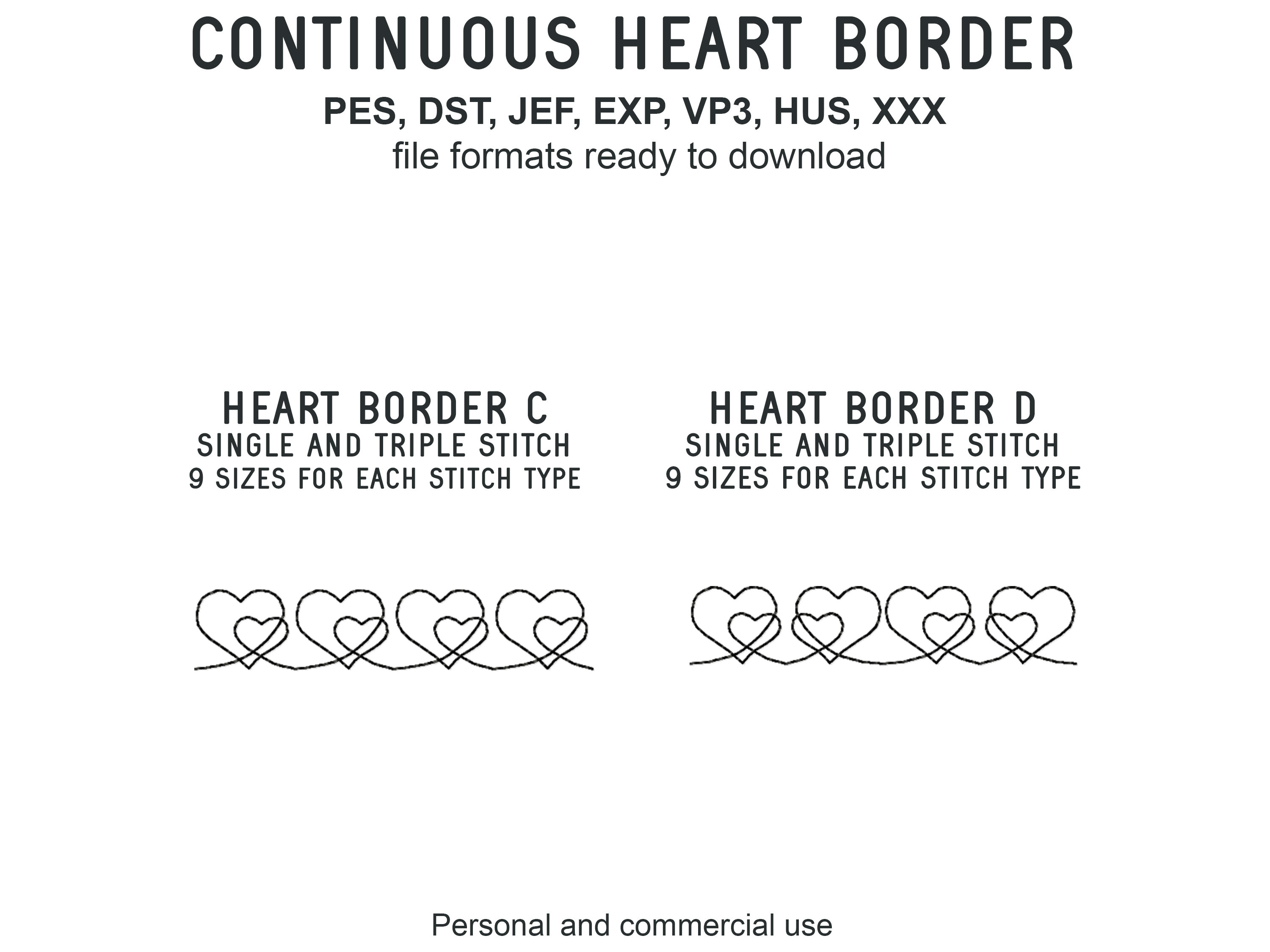 Heart Border Machine Embroidery Designs: Continuous Edge - Etsy