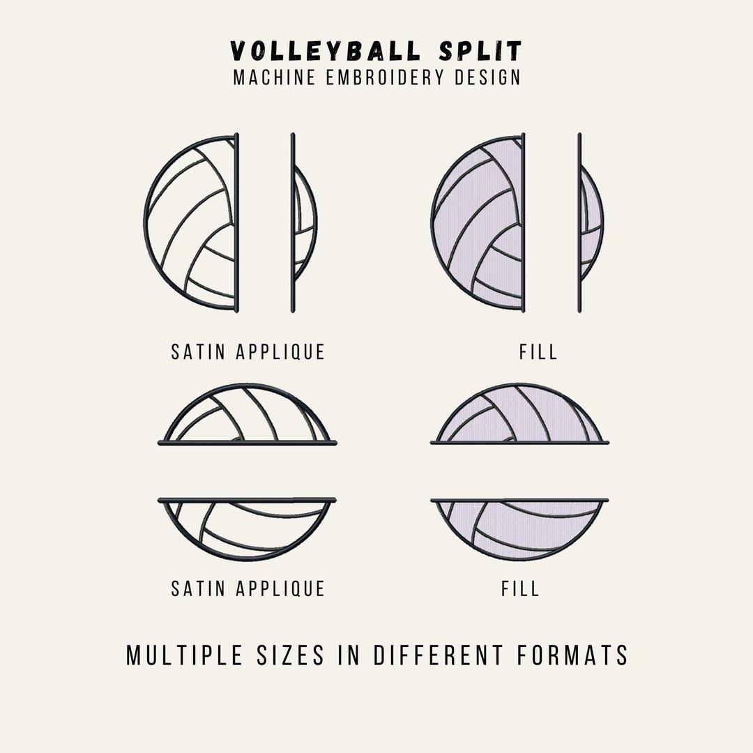 Volleyball Split Monogram Machine Embroidery Design: Applique and Fill ...