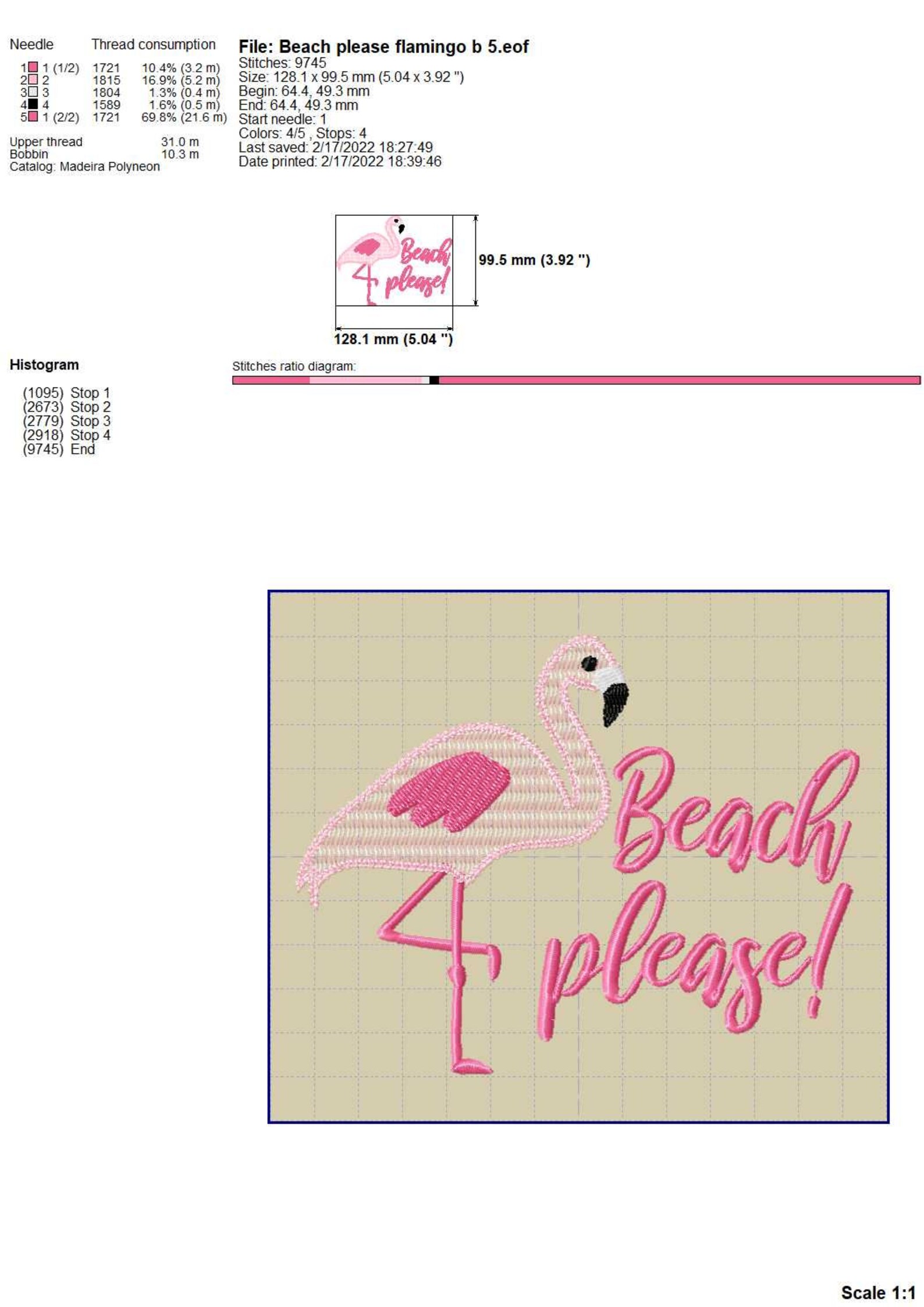 Summer Machine Embroidery Designs Flamingo Embroidery - Etsy