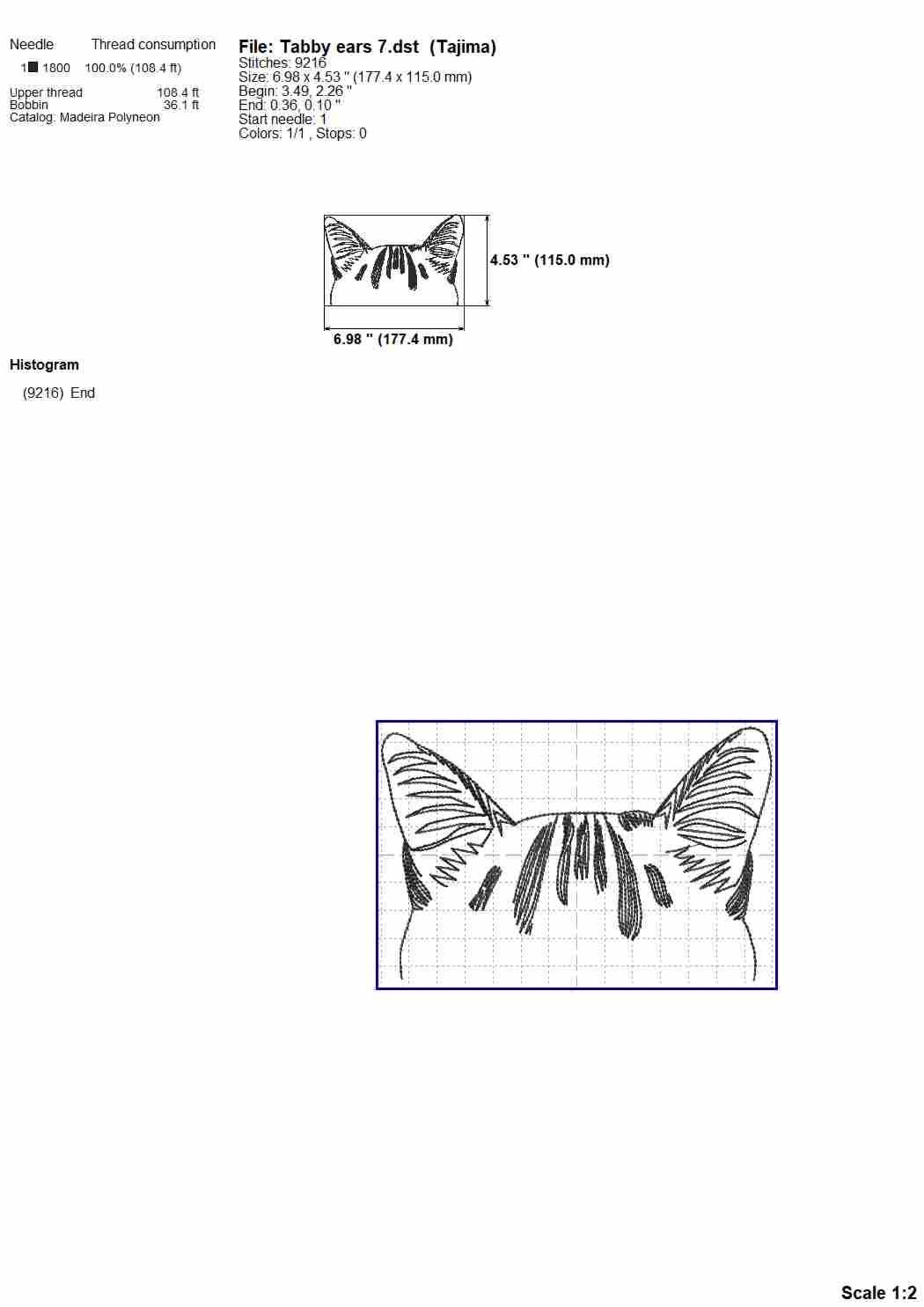 Tabby Cat Ears Machineembroidery Design: Backstitch Outline (digital ...