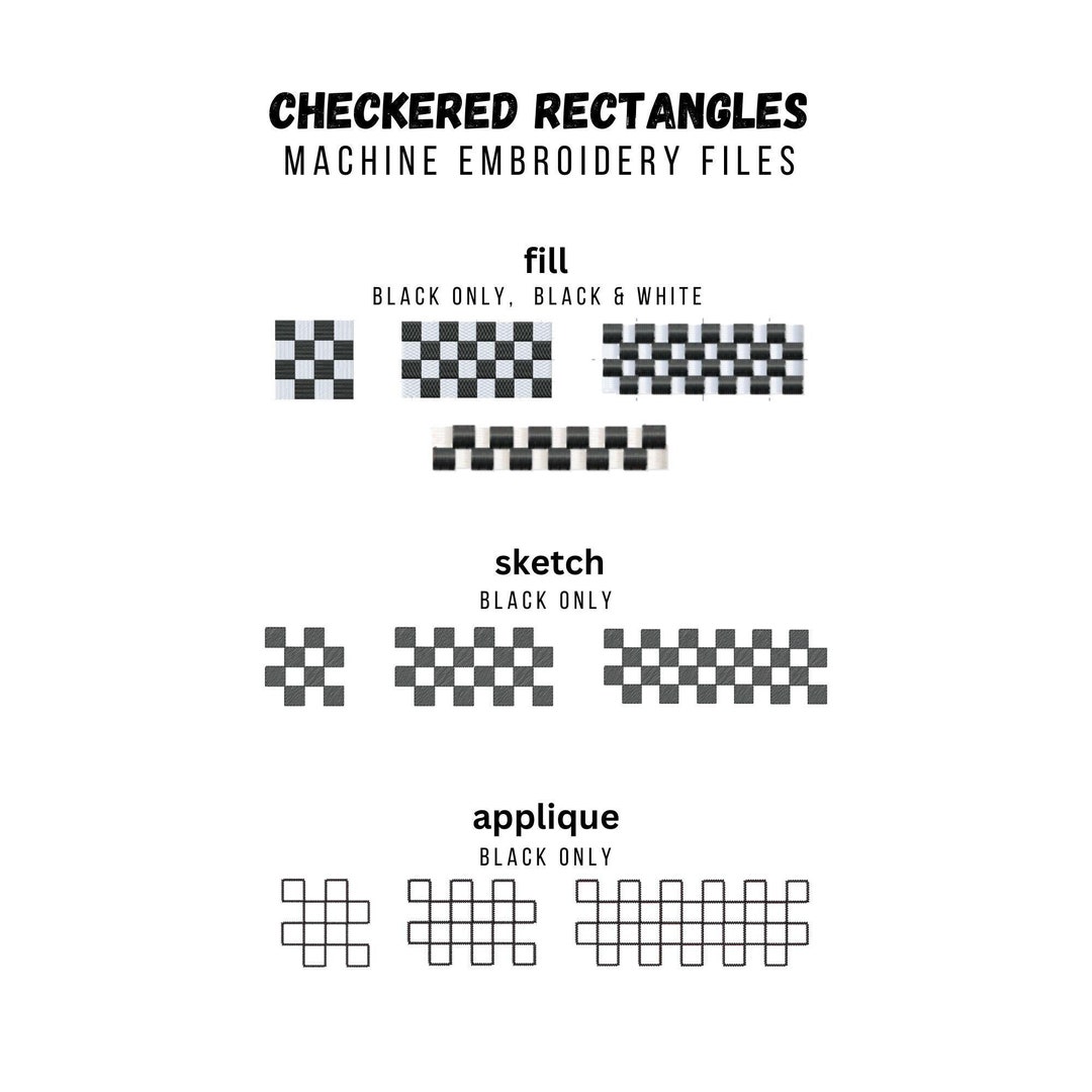 Edge-to-edge Checkered Rectangle Machine Embroidery Design: Retro ...