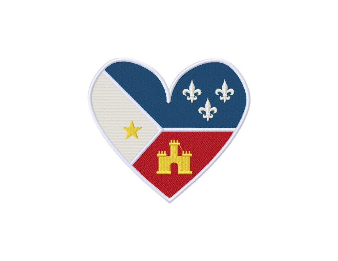Cajun Heart Fill Embroidery Design for Machine, Cajun Flag Embroidery ...