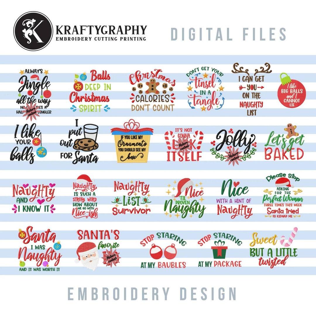 Christmas Embroidery Designs: Sarcastic Holiday Sayings (PES, HUS ...